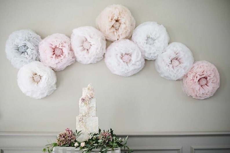 Blush Paper Flowers Hand Dyed Giant Paper Flower Backdrop Etsy