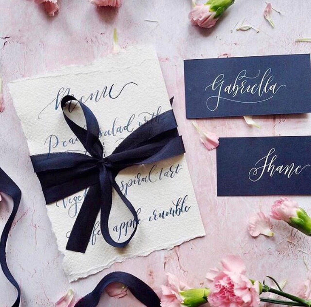 Silk Ribbon: Hand-dyed Silk Ribbon; Navy Blue Silk Ribbon, Wedding ...