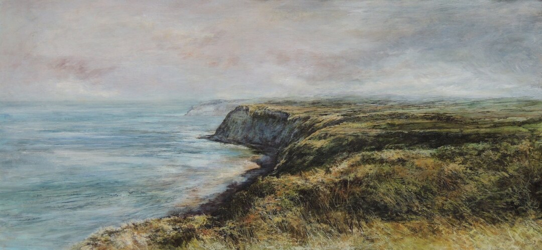Signed Seascape Print: Ravenscar Cliffs, North Yorkshire Coast Giclée ...