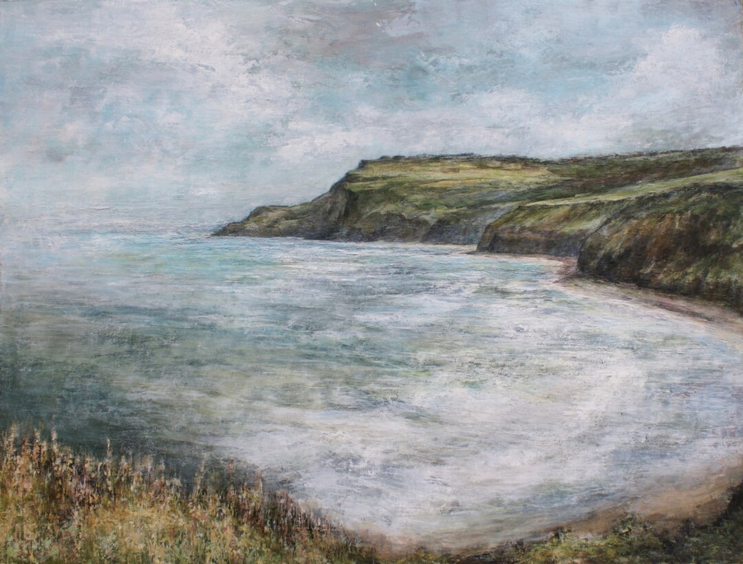 English Coast Path Painting Fine Art Seascape Print From Original Oil ...