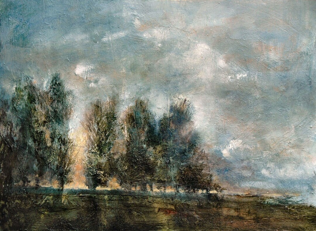 Signed Poplar Tree Art Print: Atmospheric English Landscape Painting - Etsy