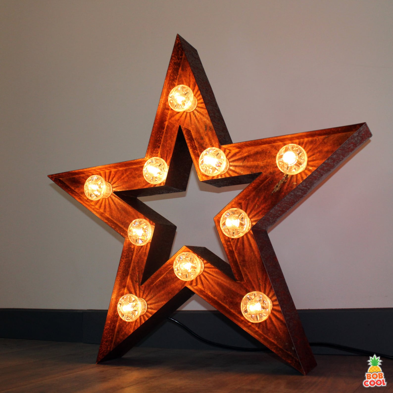 75cm Star Steel Light Rustic Rusted With Carnival Light Caps - Etsy UK