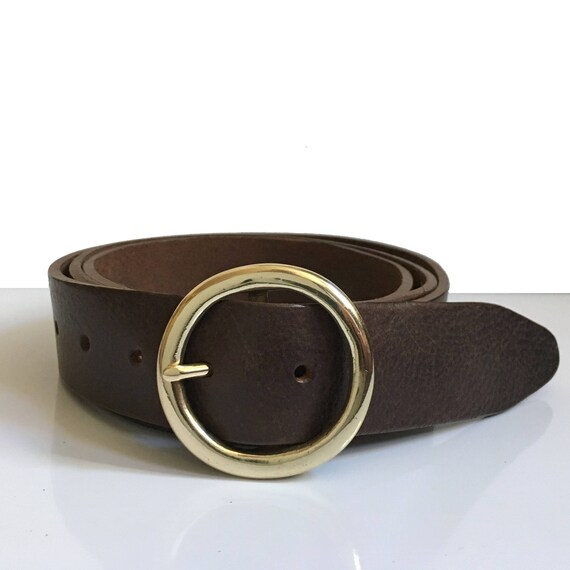 Leather Belt Round Belt Buckle 1 1 2 1.5 37mm Womens Belt Brown Belt Handmade UK Eco Leather Belt Gold Buckle Guy Belt Etsy UK
