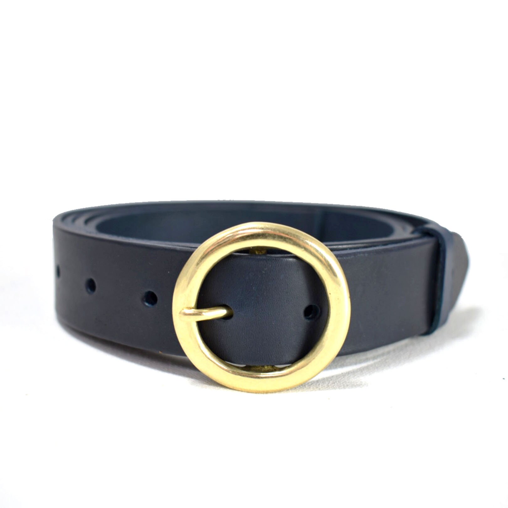 Thin Brown Leather Belt With Round Belt Buckle 1 1/4 Inch - Etsy UK