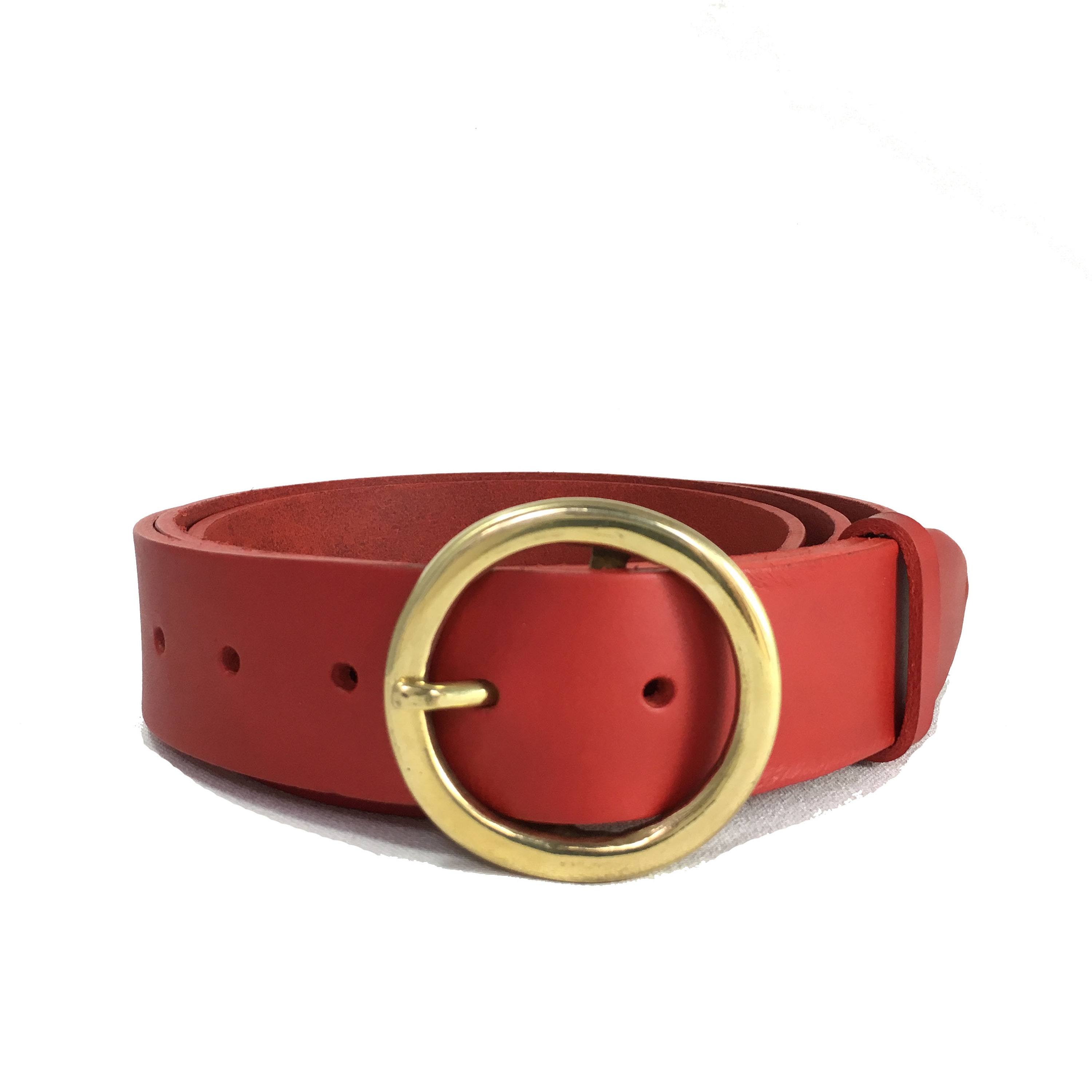 Red Belt Gold Circle Buckle 1 1/2 Round Brass Buckle | Etsy