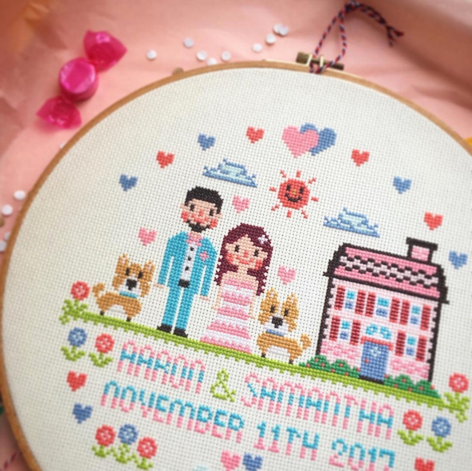 Family Portrait Cross Stitch Pattern Wedding Portrait Cross | Etsy