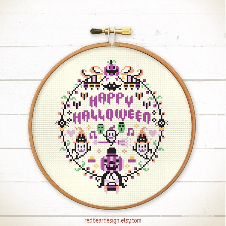 Cute Halloween cross stitch patterns Pumpkin cross stitch | Etsy