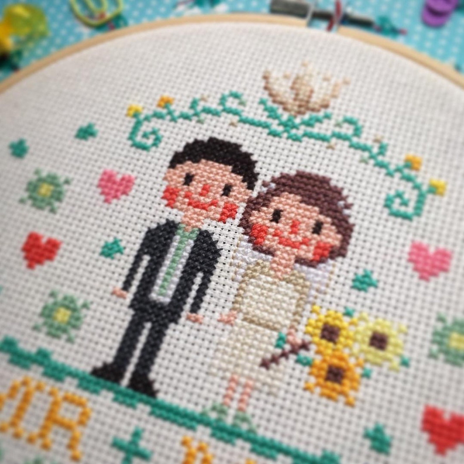 Family Portrait Cross Stitch Pattern Wedding Portrait Cross | Etsy