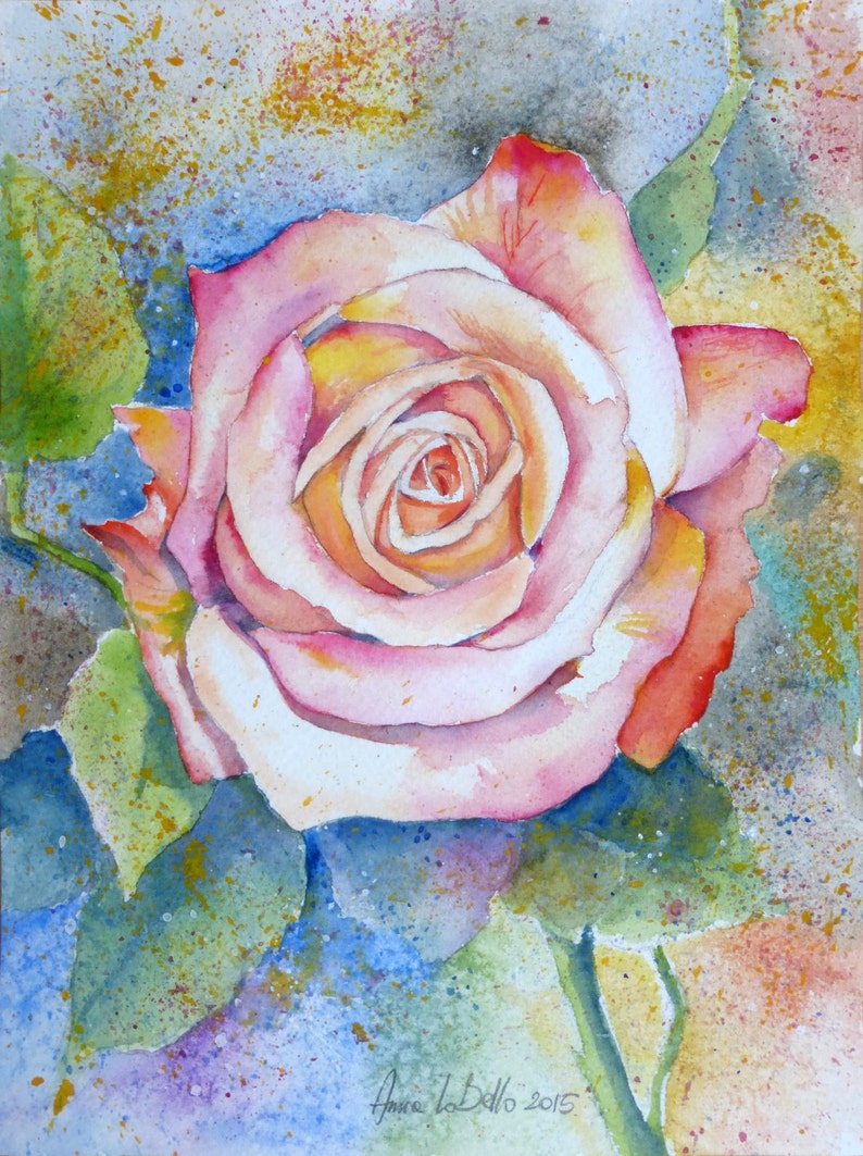 Rose in Watercolor - Etsy