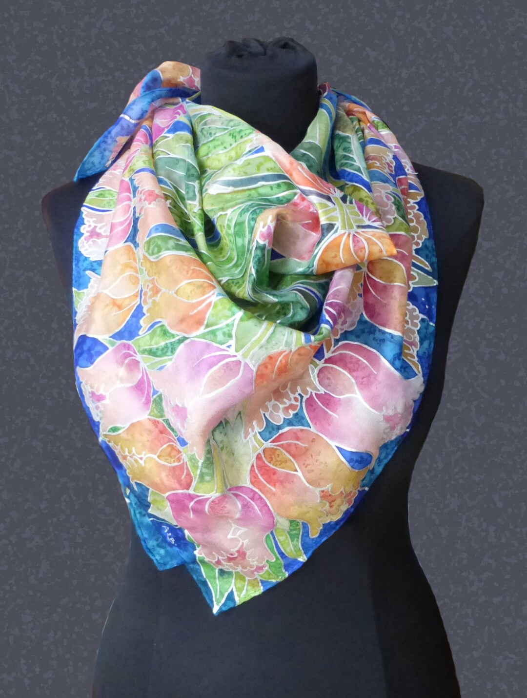 Foulard di seta pura dipinto a mano - Etsy Italia