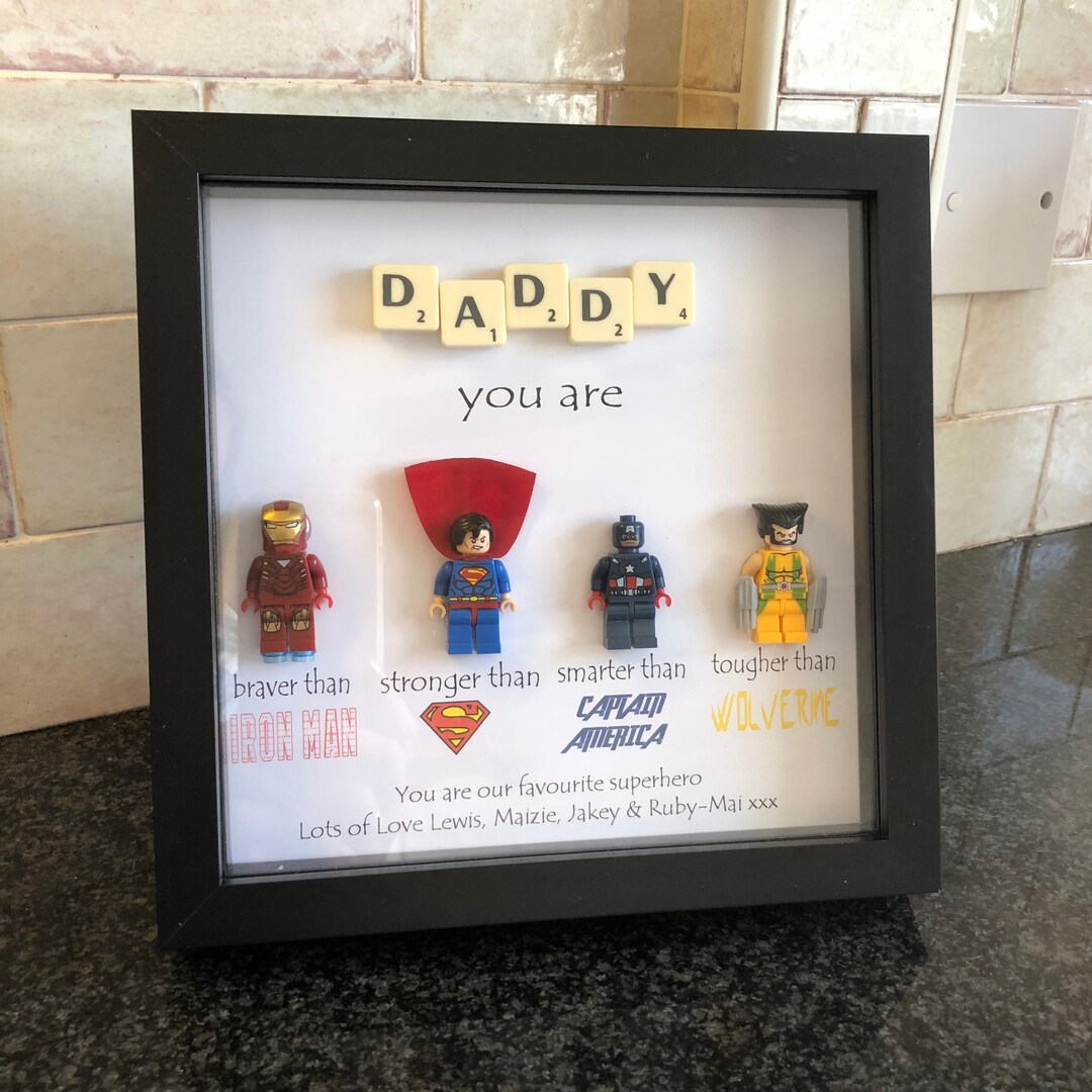 Daddy Superhero Frame, Personalised, Made to Order, Including Mini ...