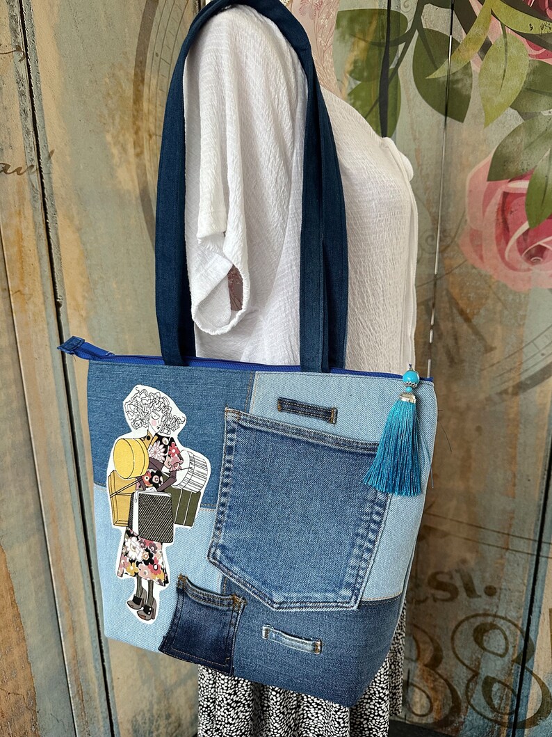 Upcycled Tote Bag With Pockets All Over - Etsy