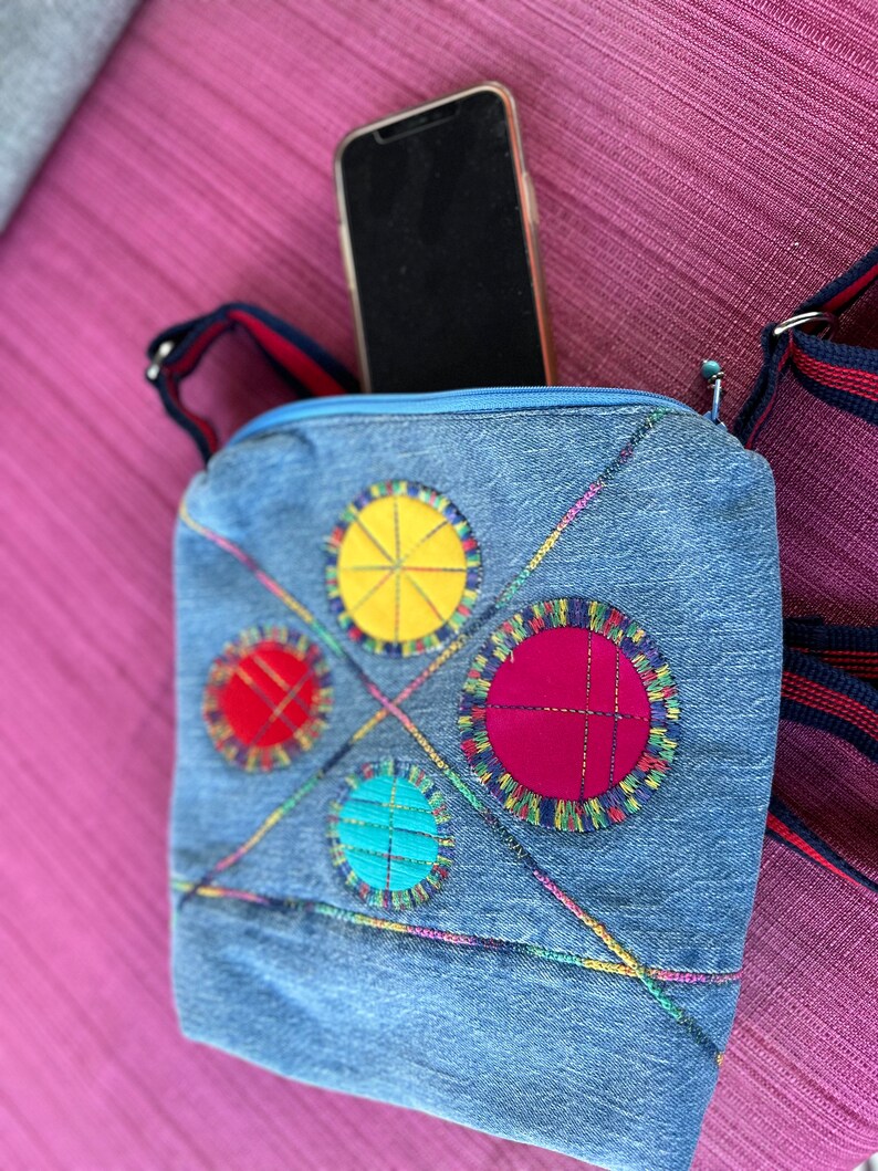 Happy Coloured Upcycled Denim Bag - Etsy