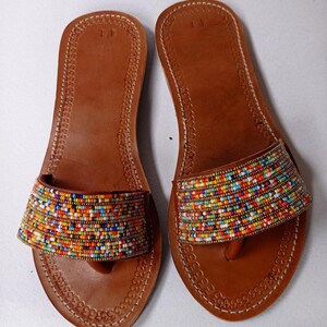 Multicolored Zulu Masai Beaded Slip Onslippersflipflops - Etsy
