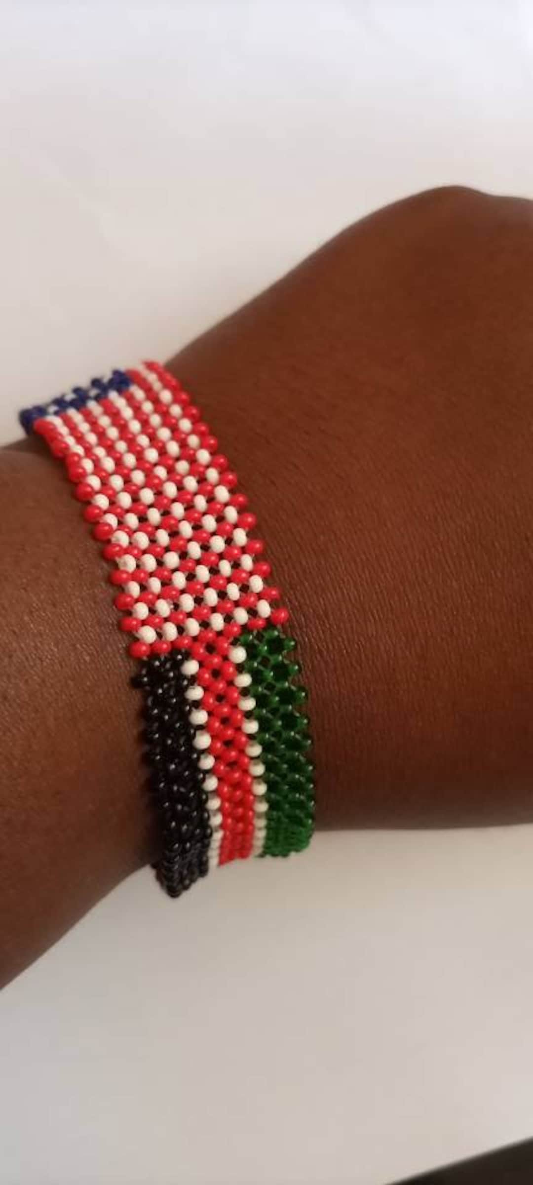 Kenya Flag/usa Flag Beaded Handmade Bracelet With Free Shipping - Etsy