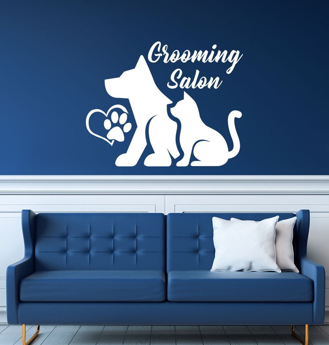 Grooming Salon Decor Vinyl for Wall, Animal Salon Window Sticker, Cat ...