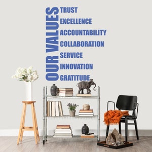 Our Values Large Business Wall Decal, Office Wall Art Decor ...