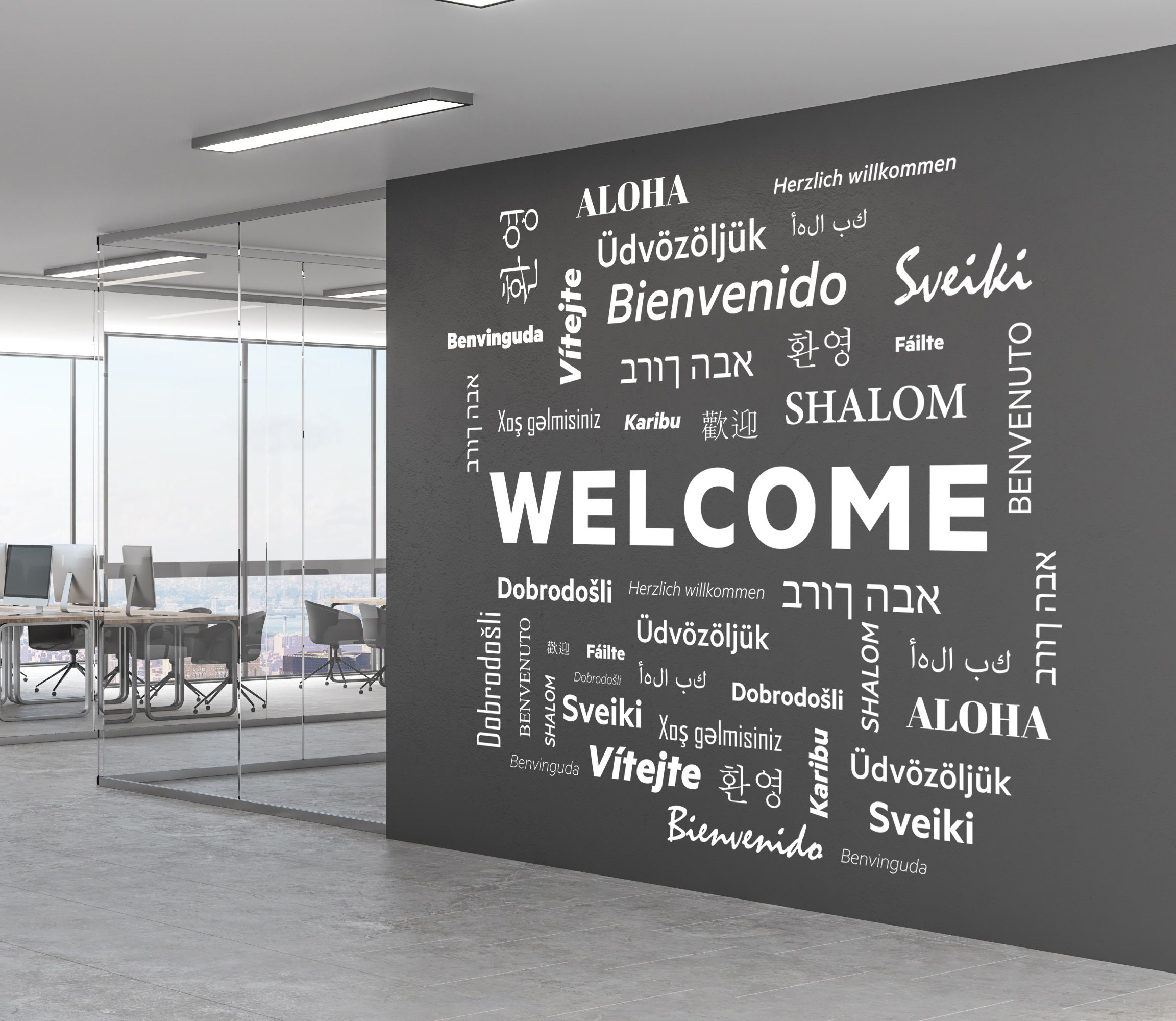 Multilingual Welcome Office Wall Decal, Welcome in Different Languages ...
