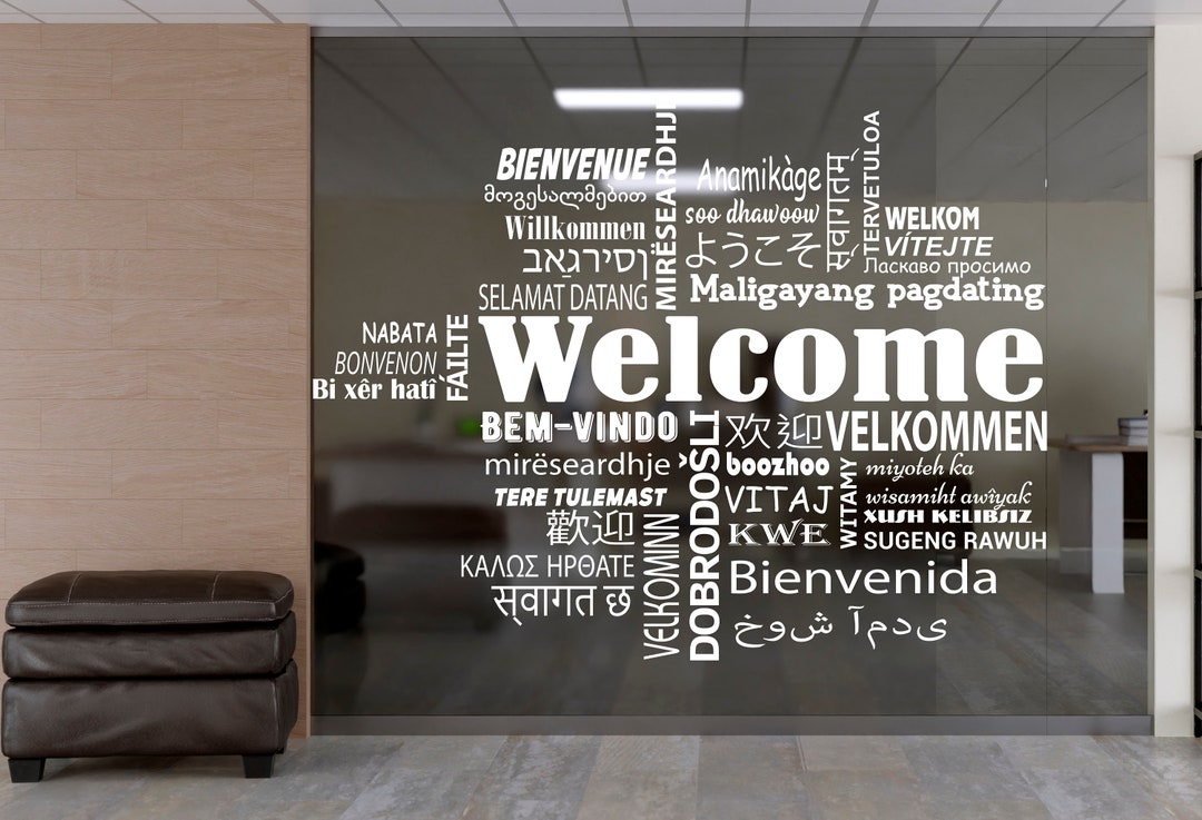 Multilingual Welcome Wall Sticker, Welcome in Different Languages Decal ...