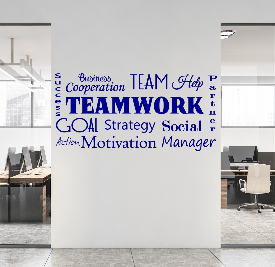 Large Teamwork Office Wall Art Decor Office Wall Decal Team - Etsy