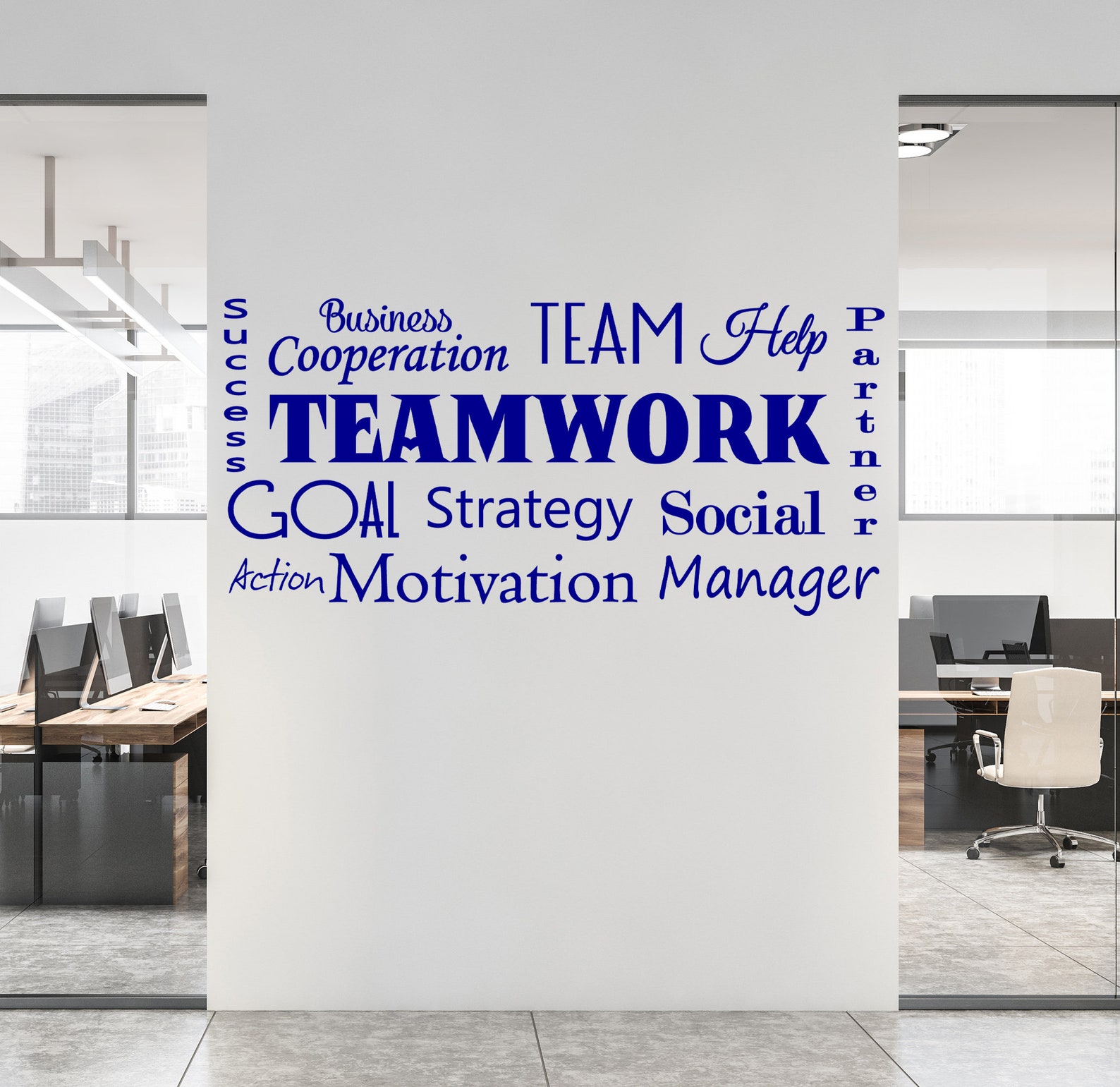 Large Teamwork Office Wall Art Decor Office Wall Decal Team - Etsy