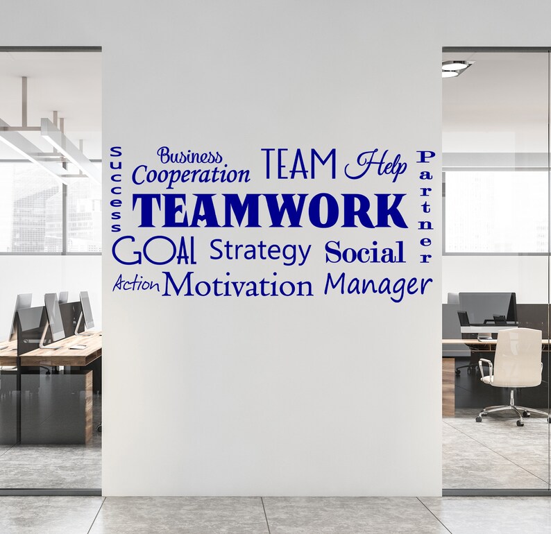 Large Teamwork Office Wall Art Decor Office Wall Decal Team - Etsy