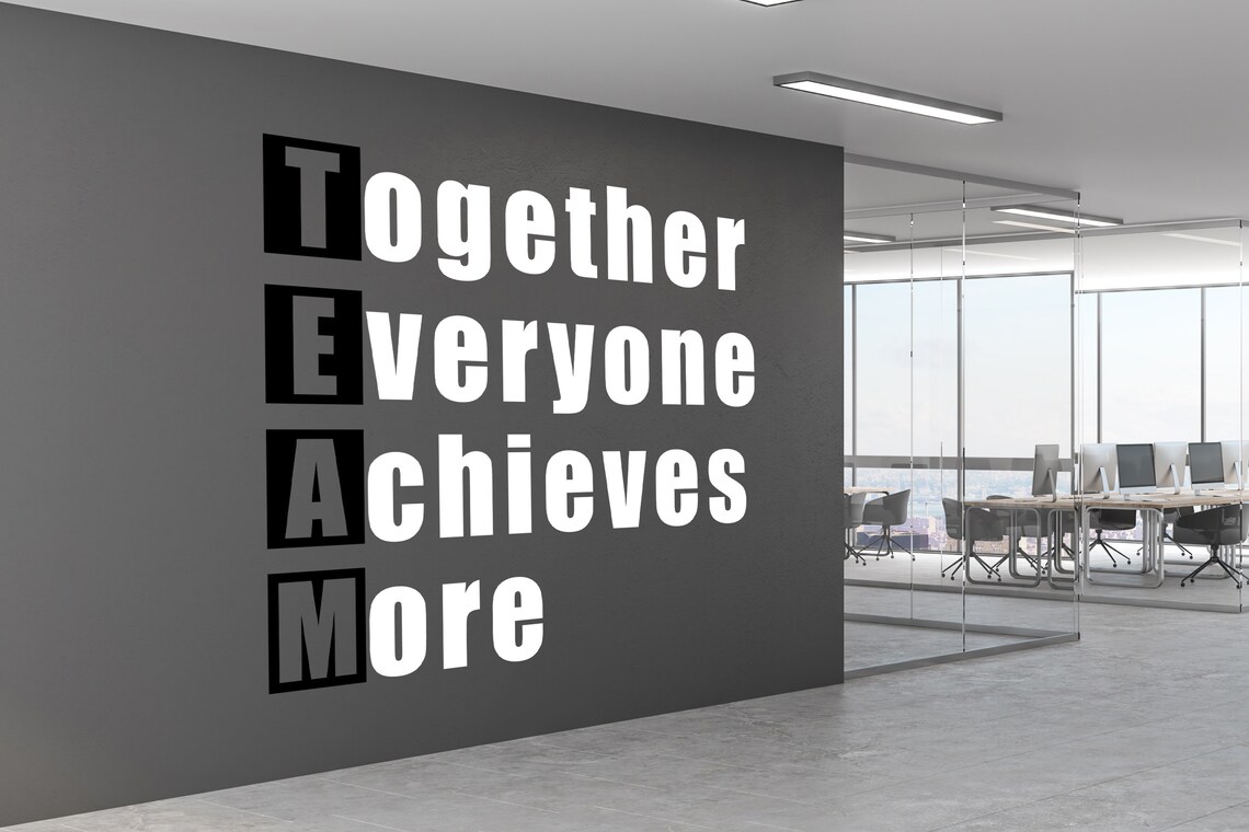 Customized Teamwork Sticker for Workplace, Together Everyone Achieves ...