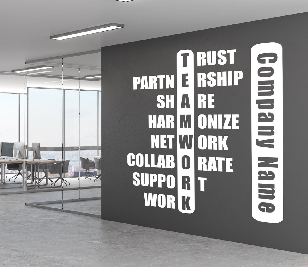 Large Company Business Name Wall Decal for Office, Values Office Wall ...