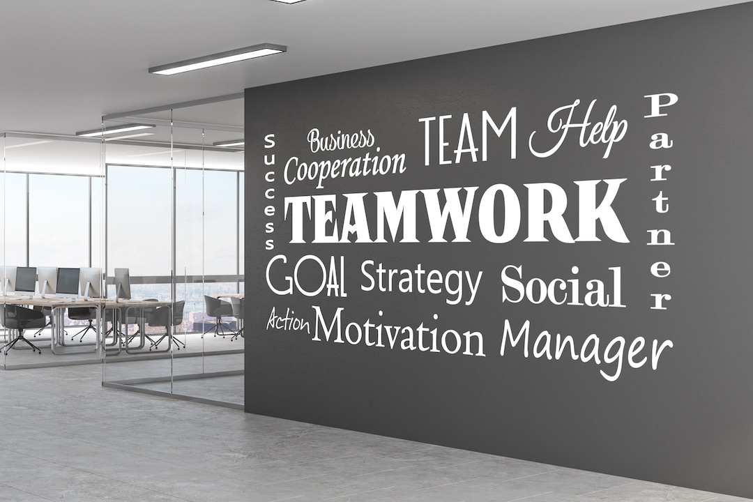 Large Teamwork Office Wall Art Decor, Office Wall Decal, Team Work ...