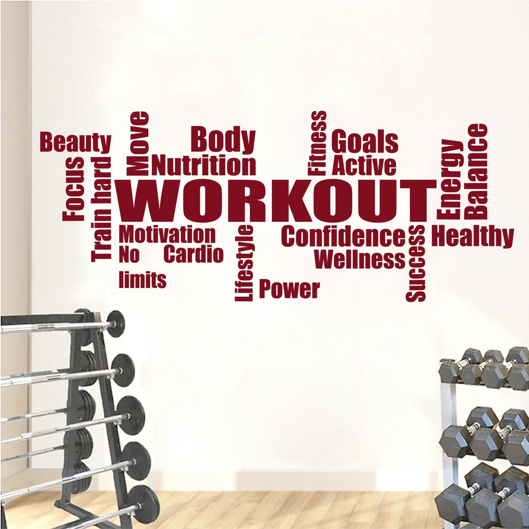 Workout Gym Wall Decal - Fitness Stickers - Sport Motivational Decals ...