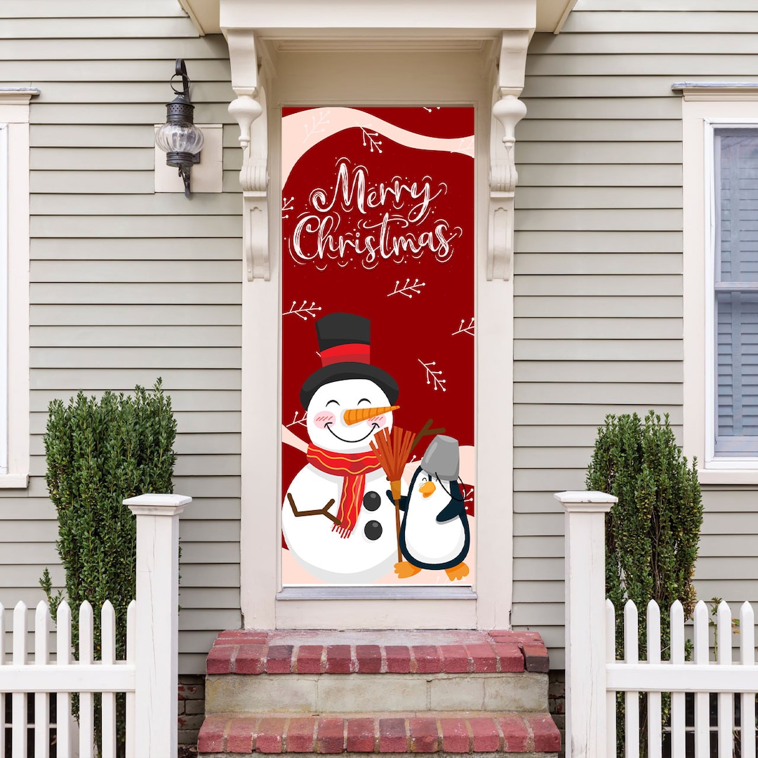 Merry Christmas Door Cover Outdoor Christmas Decorations Front Door ...