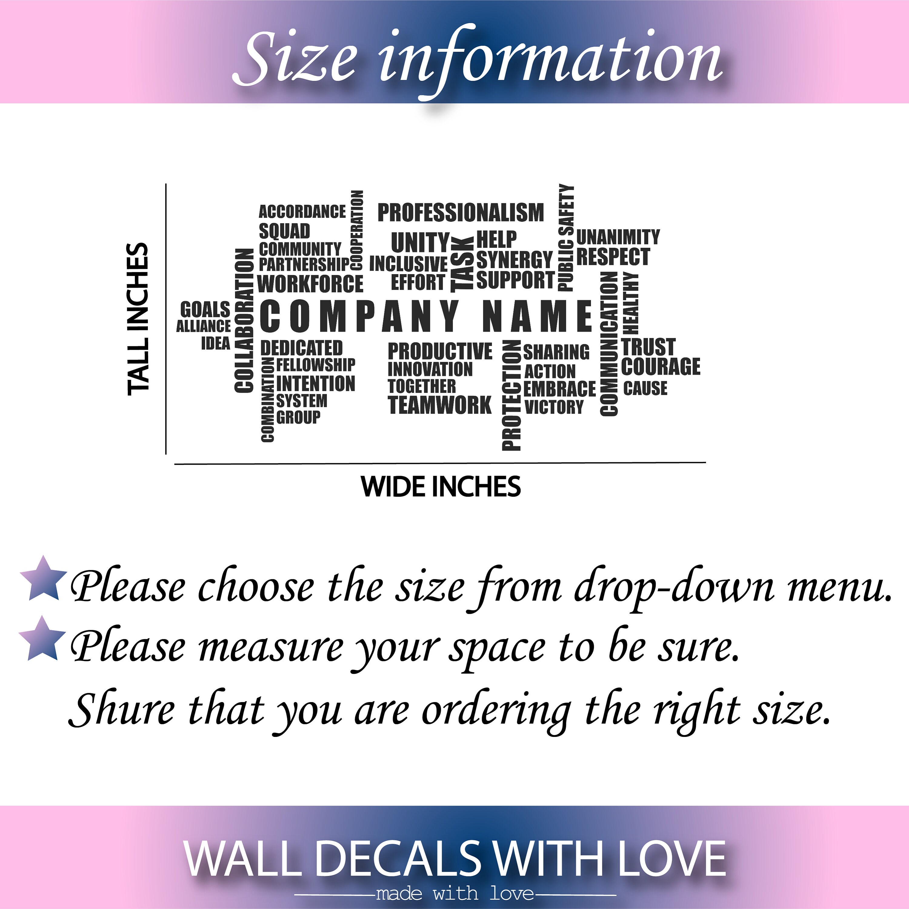 Large Custom Business Name Wall Decal, Office Wall Decor, Teamwork ...
