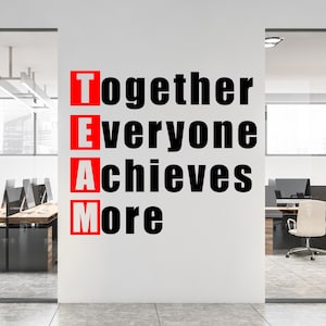 Customized Teamwork Sticker for Workplace, Together Everyone Achieves ...