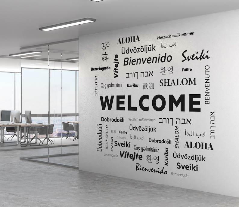 Multilingual Welcome Office Wall Decal, Welcome in Different Languages ...
