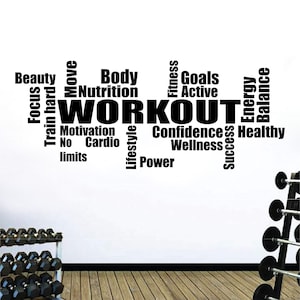 Workout Gym Wall Decal - Fitness Stickers - Sport Motivational Decals ...