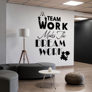 Large Teamwork Wall Decal for Office, Teamwork Makes the Dreamwork ...