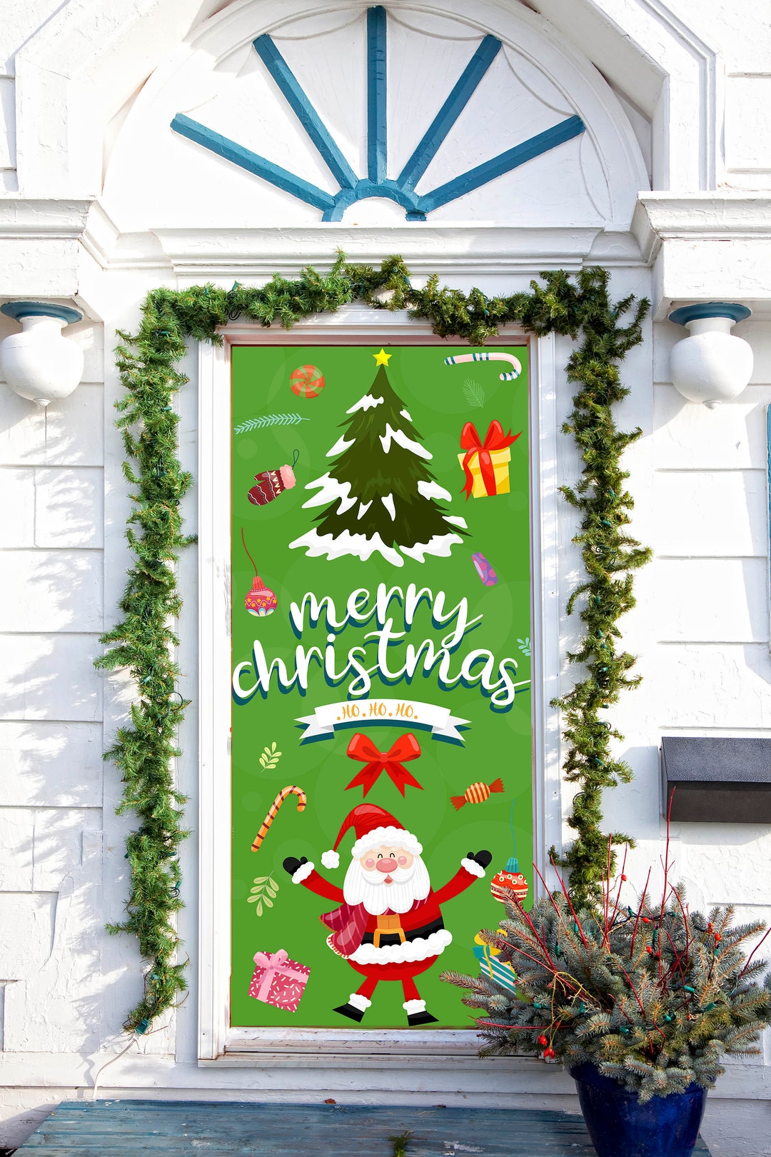 Merry Christmas Door Banner, Christmas Banner for Door Cover, Christmas ...