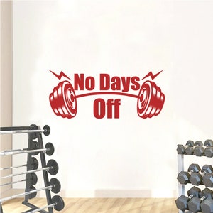 No Days off Wall Decal for Gym Club Fitness Stickers Motivational ...