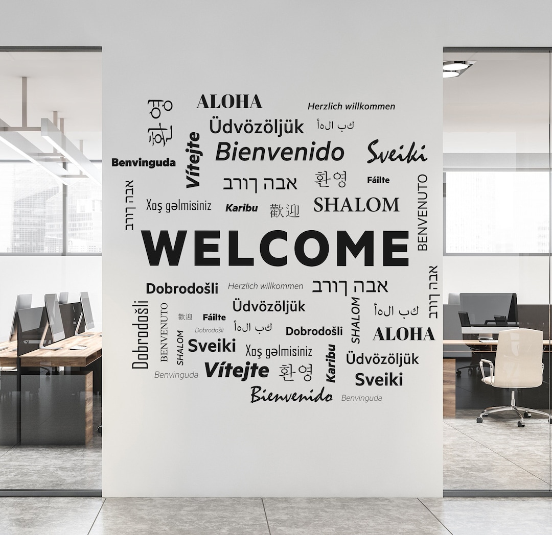 Multilingual Welcome Office Wall Decal, Welcome in Different Languages ...