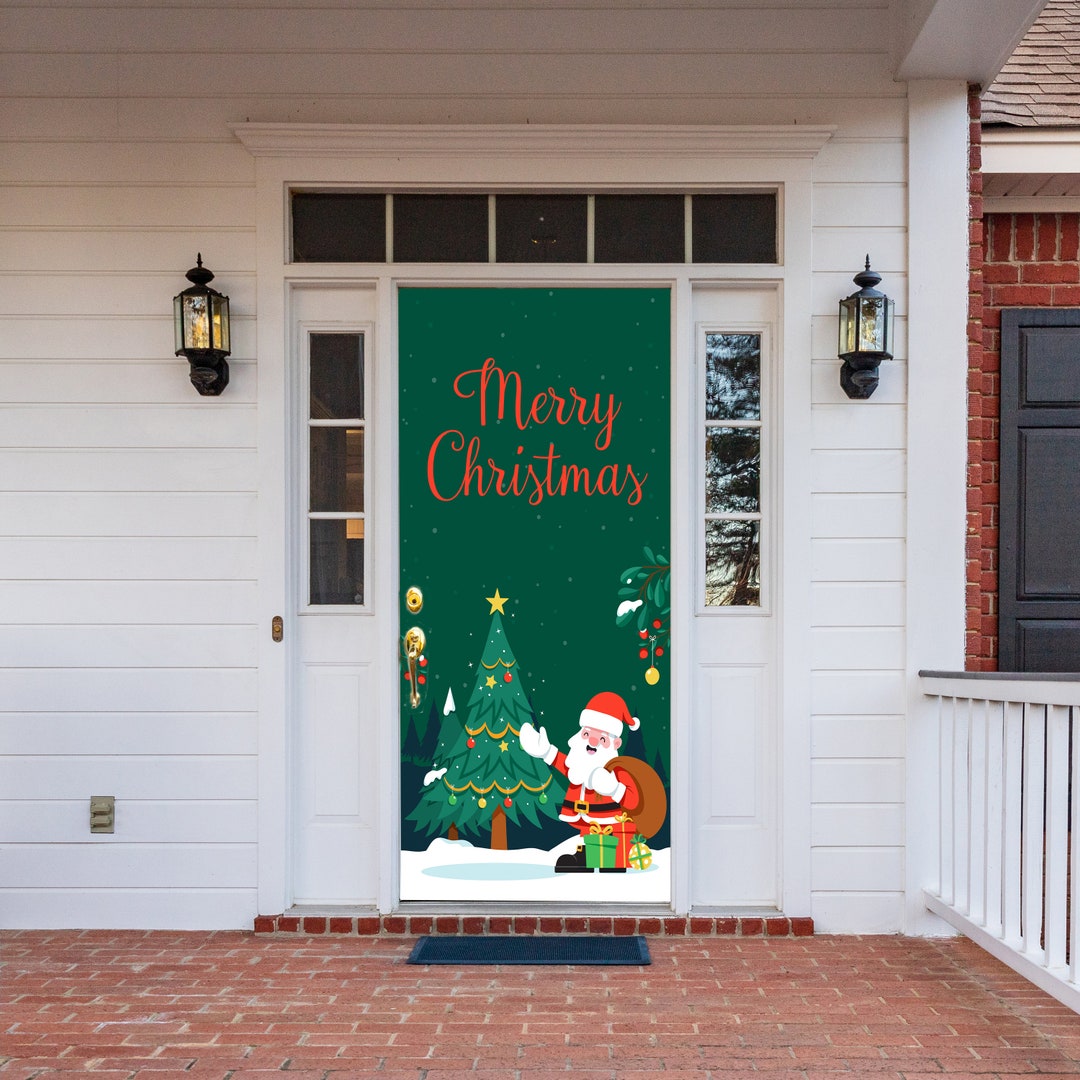 Merry Christmas Door Banner Holiday Door Covers Outdoor Christmas ...