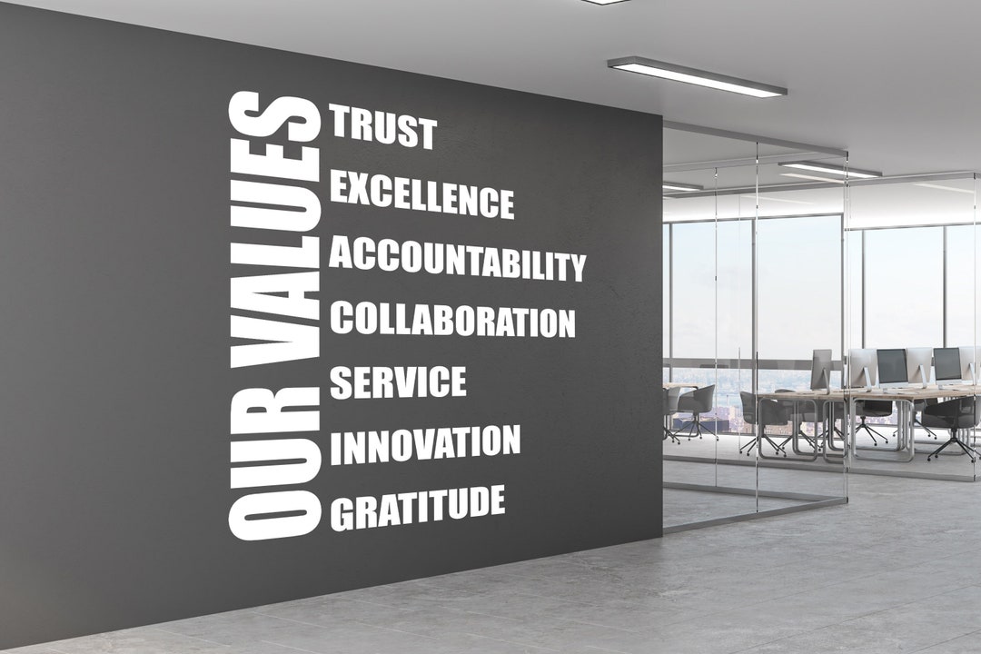 Our Values Large Business Wall Decal, Office Wall Art Decor ...