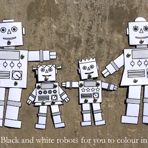 Printable Coloring Robot Family - Split Pin Paper Robots - Robot ...