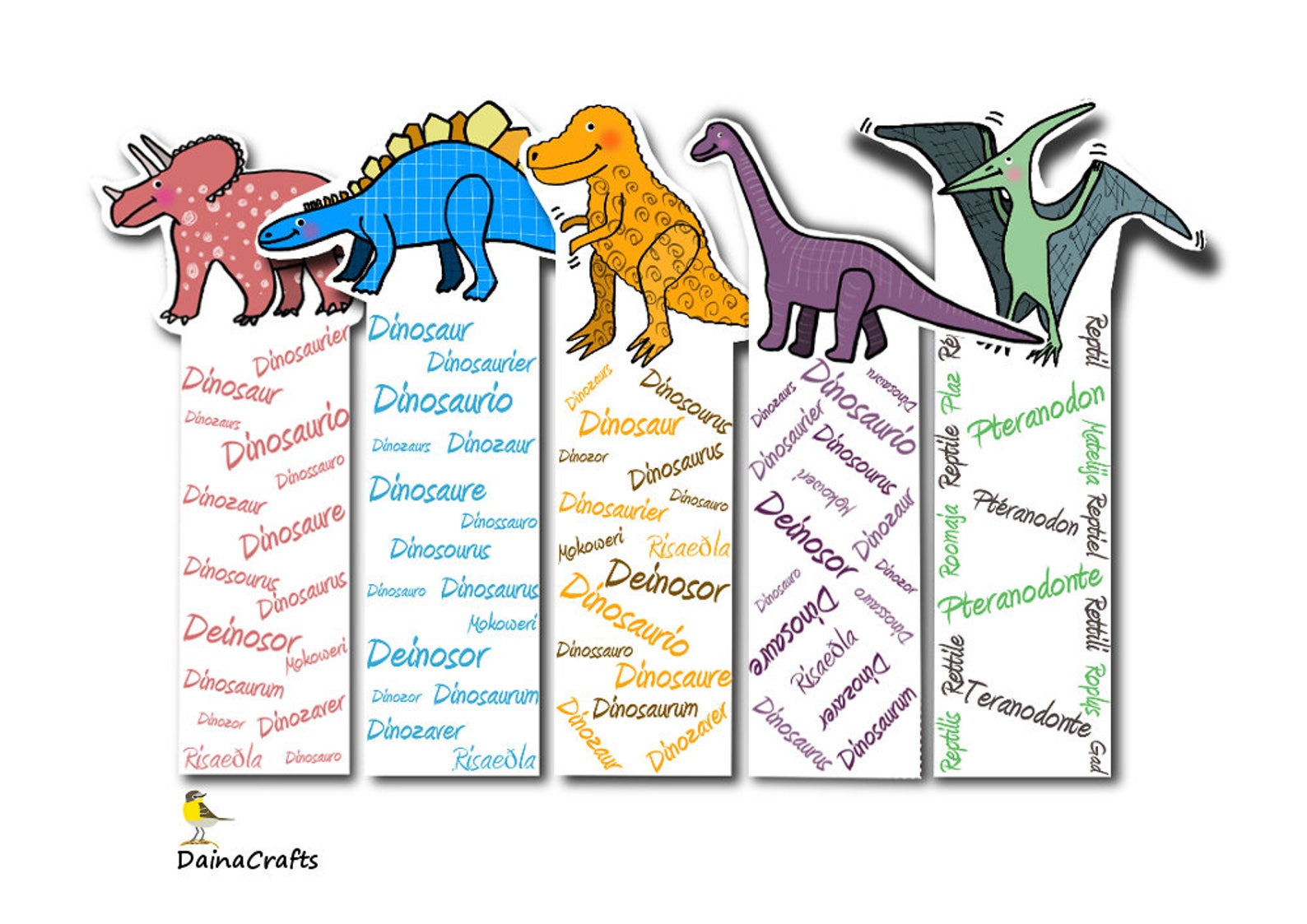 Printable Bookmarks PDF - Dinosaur Bookmarks - Cute Printable Bookmarks ...