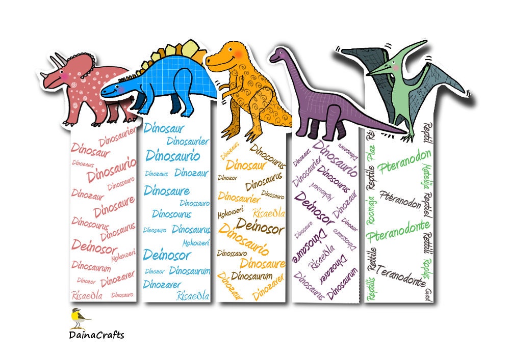 Printable Bookmarks PDF - Dinosaur Bookmarks - Cute Printable Bookmarks ...