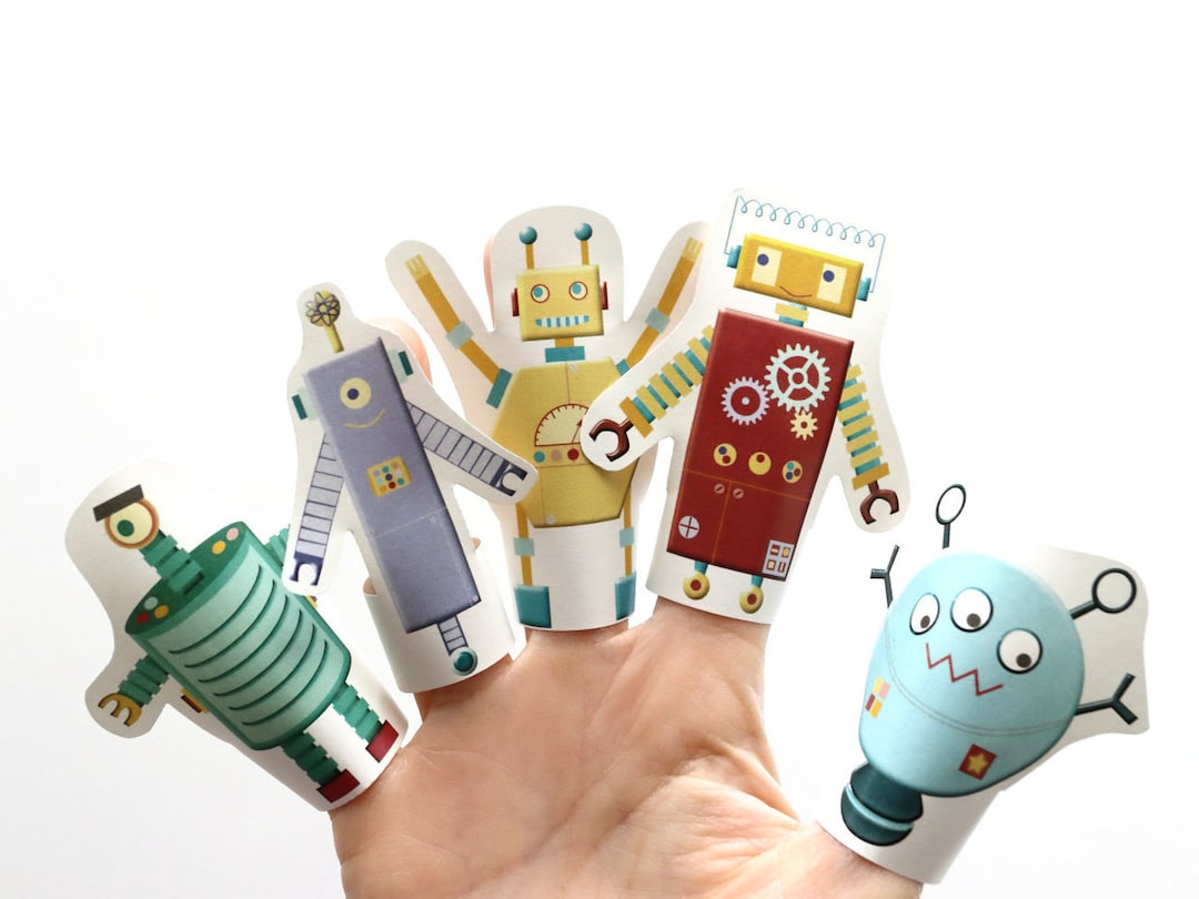 Printable Coloring Robot Finger Puppets - Instant Download - Kids ...