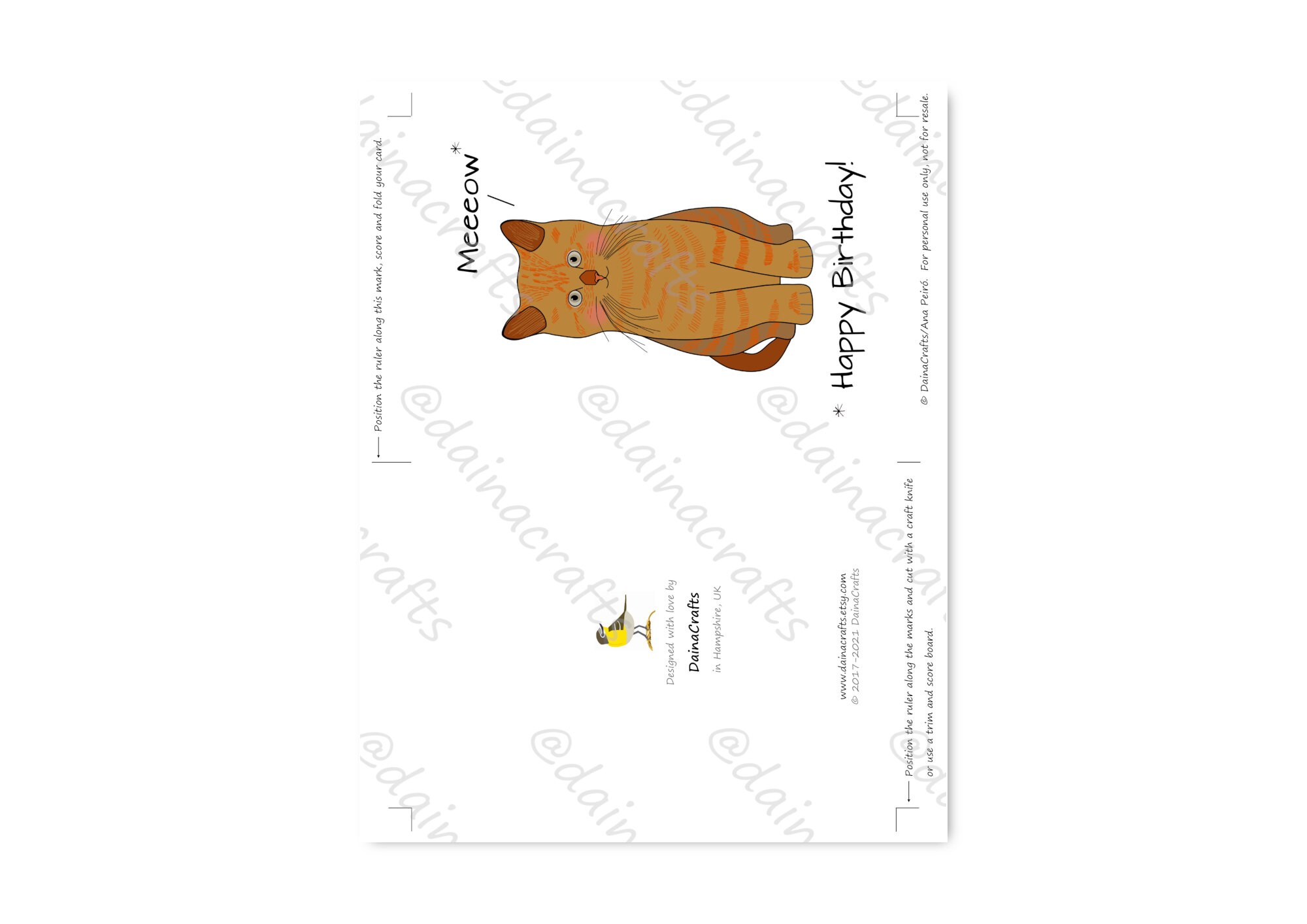 Ginger Cat Birthday Card - Printable Ginger Cat Card - Ginger Cat ...