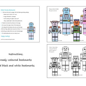 Printable Coloring Robot Bookmarks - Robot Family - Instant Download ...