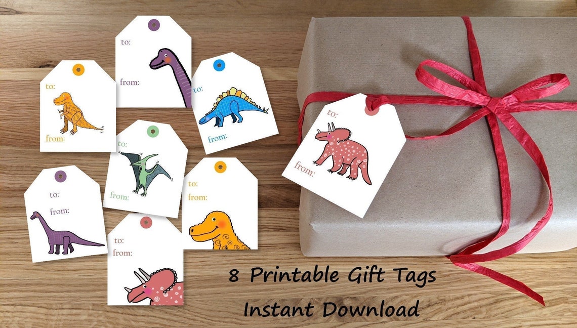 Printable Dinosaur Gift Tags - PDF Digital Download - DIY Instant ...