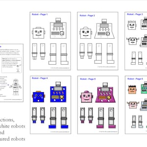 Printable Coloring Robot Family - Split Pin Paper Robots - Robot ...