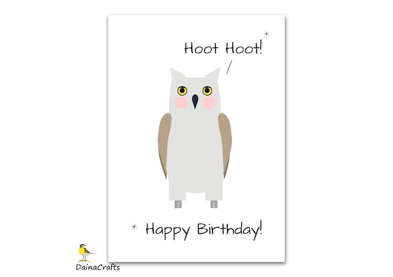Printable Owl Happy Birthday Card Instant Digital Download | Etsy